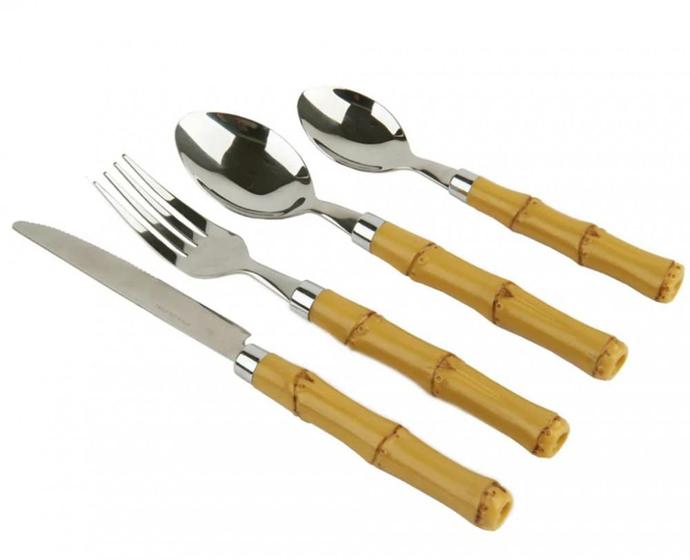 Faqueiro Bambu 24 Peças Classic Inox e Plastico - Mimo Style ...