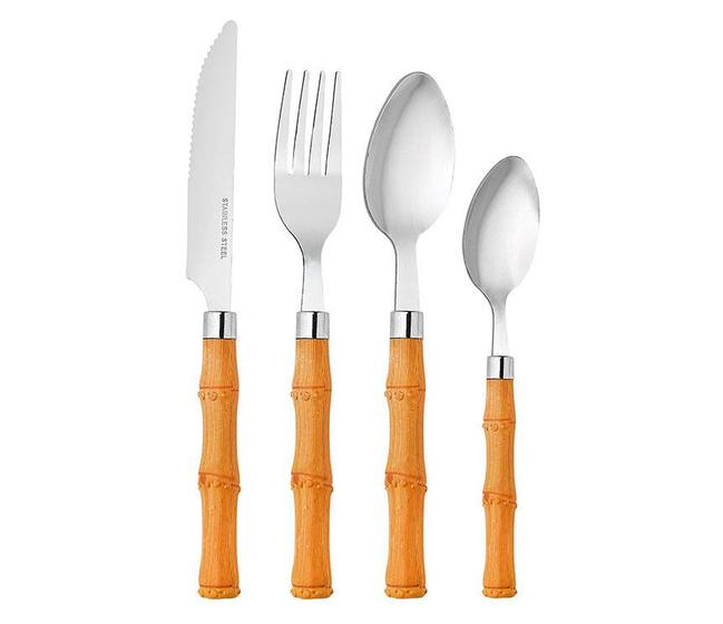Faqueiro Bambu em Aço Inox/Plástico 24pçs - Hauskraft - Faqueiros ...