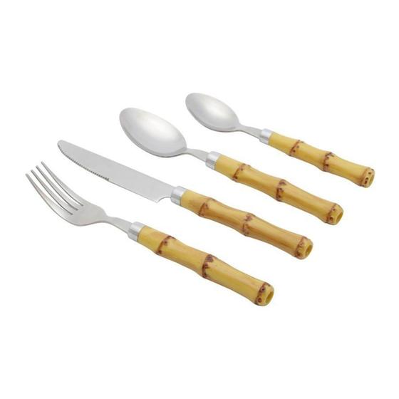 Faqueiro Bambu Natural de Aço Inox com Cabo de Plástico 24 peças - Lyor ...