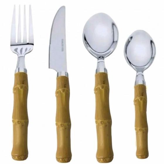 Faqueiro Cabo de Bambu 24 Peças - BTC - Faqueiros - Magazine Luiza