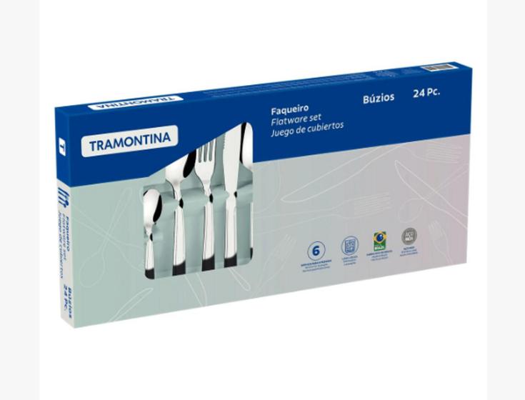 Faqueiro Tramontina Búzios Aço Inox com Detalhe 24 Peças 23799071 ...
