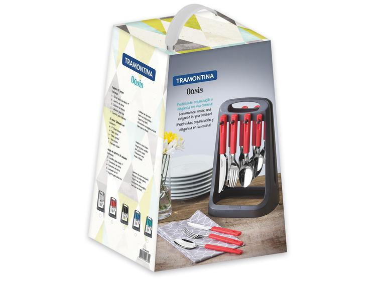 Faqueiro tramontina oasis com lâminas em aço inox e cabos de ...