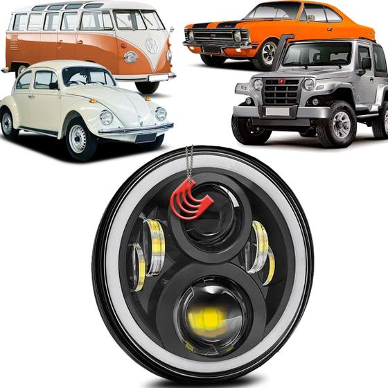 Farol De Led 7 Polegadas H4 Angel Eye Universal Função Seta, Alto ...
