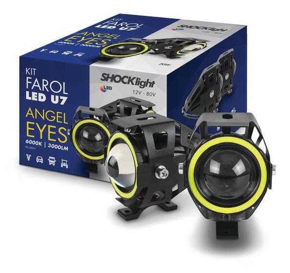 Farol de Milha Moto O Par Com Interruptor Universal Angel Eyes Led ...