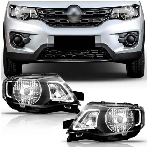 Farol Kwid 2017 2018 2019 Máscara Negra Foco Duplo - IMP - Outros Automotivo - Magazine Luiza