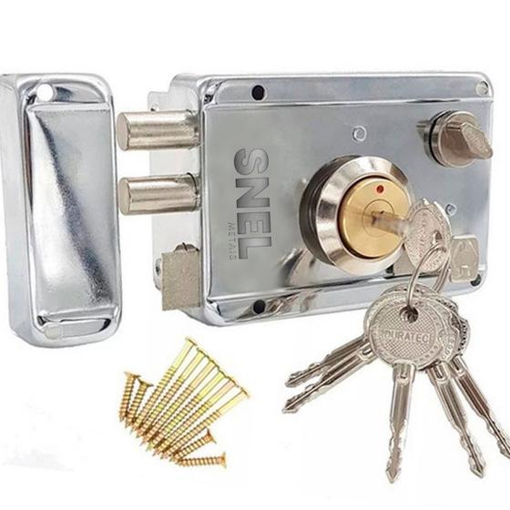 Fechadura Anti Furto Chave Com Trava Sobrepor Para Porta Portão De ...