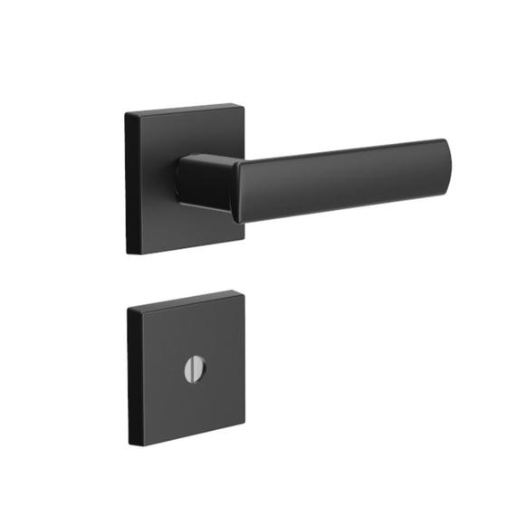 Fechadura Design Tetra Chave Roseta Quadrada 55mm Preto Fosco ...