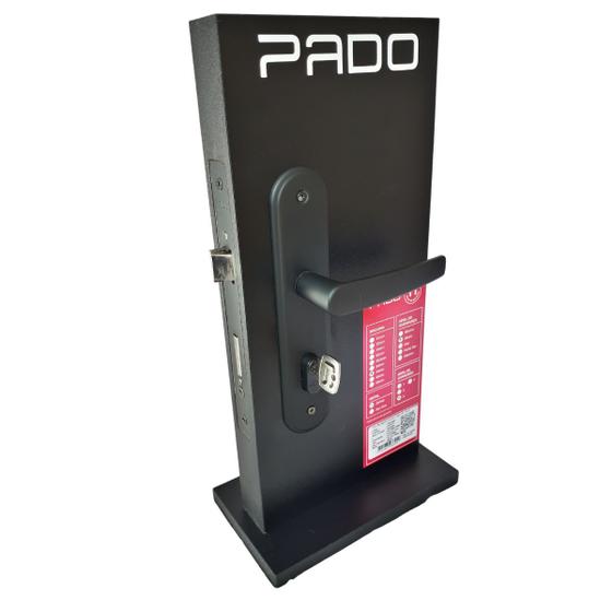 Fechadura porta de madeira externa espelho de inox Pado 40mm Preta ...