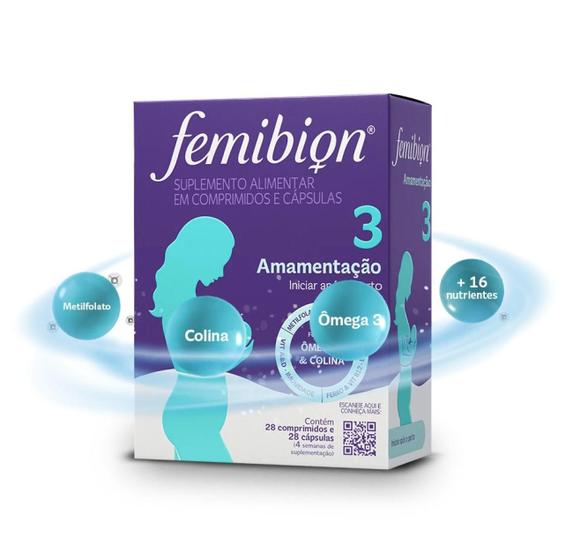 Femibion 3 Amamentação Metilfolato Ferro Omega Pós Gravidez - P&G ...