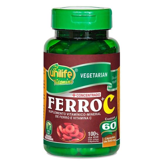 Ferro com Vitamina C/ 60 Capsulas Unilife - Vitaminas A-Z - Magazine Luiza