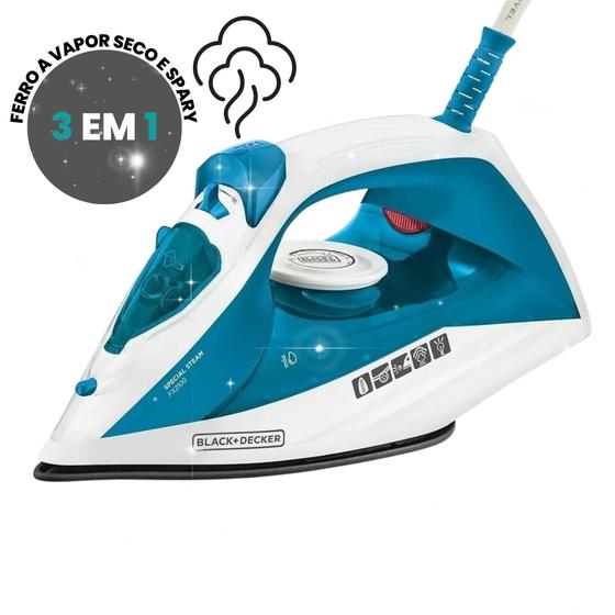 Ferro de Passar Roupa a Vapor Com Base Antiaderente Cerâmica - Black ...