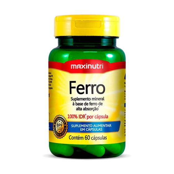 Ferro Suplemento Mineral 100% IDR 60 Cápsulas Maxinutri - Fitoterápicos ...