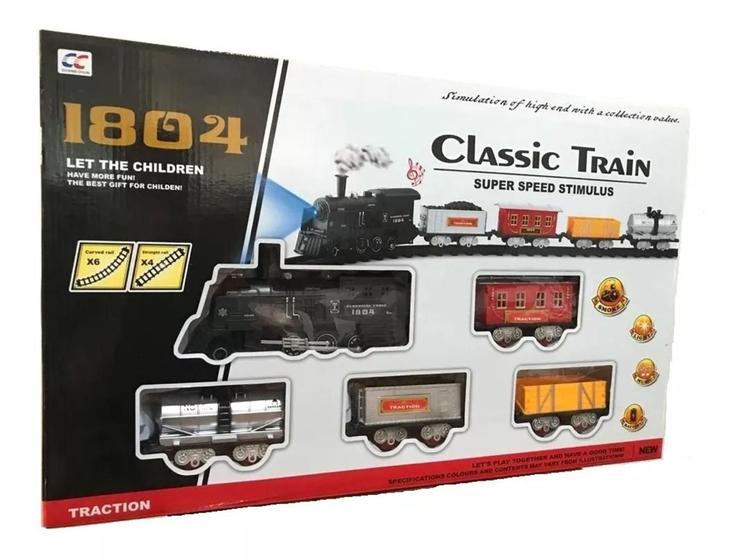 Ferrorama Trem Elétrico Fumaça Luz Som Classic Train 15 Peça - Chang ...