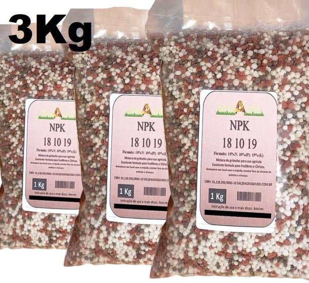 Fertilizante Npk 18 10 19 3kg Para Coqueiros E Frutiferas - AGROADUBO - Fertilizante para ...