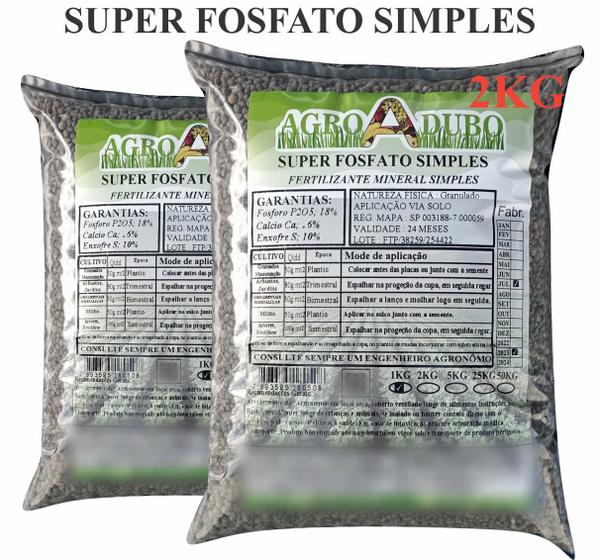 Fertilizante Super Fosfato Simples 2Kg Adubo - AGROADUBO - Fertilizante para Plantas - Magazine ...