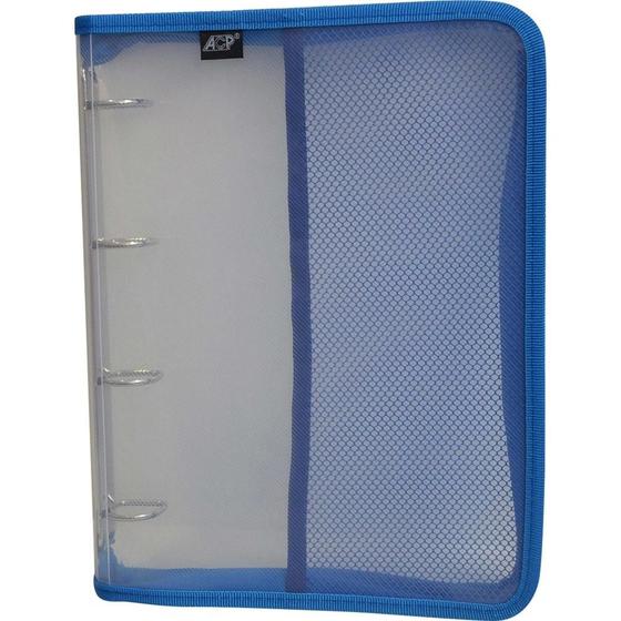 Fichario 4 arg univ a4 c/bolso e ziper azul - ACP - Fichário Escolar ...