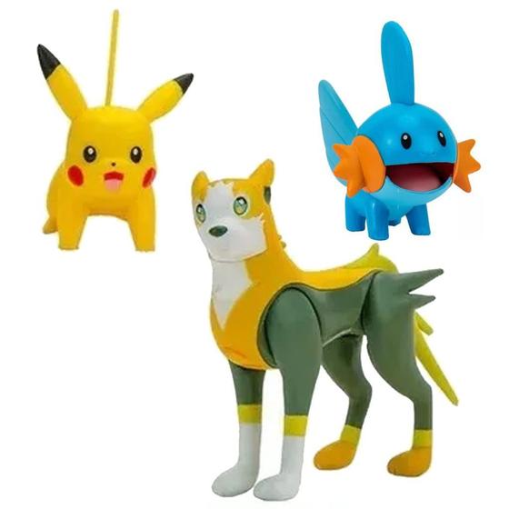 Figura De Batalha Pokémon Pikachu, Boltund E Mudkip Sunny - Boneco ...