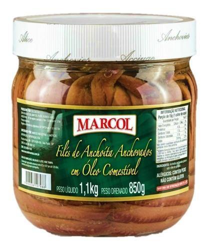 Filé De Anchova Aliche Em Óleo Marcol Argentina 1,1kg / 850g - Anchova ...