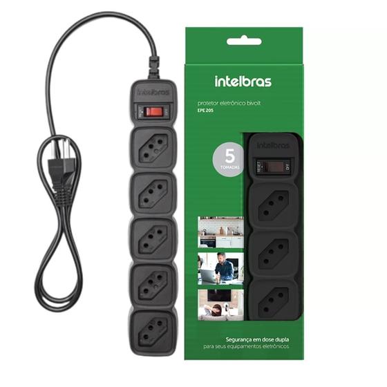 Filtro de Linha 5 Tomadas EPE 205 Protetor Intelbras Preto - Filtro de Linha - Magazine Luiza