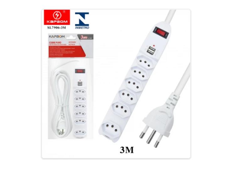 Filtro de linha 6 tomadas 3m sl7906 - Kapbom - Filtro de Linha - Magazine Luiza