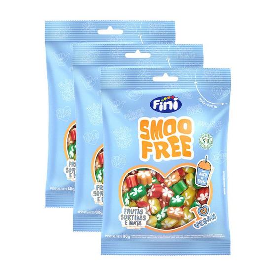 Fini Smoo Free Vegana Frutas e Nata contendo 3 pacotes de 80g cada ...