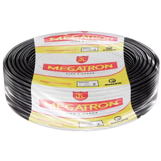 Fio Cabo Elétrico Flexivel 6mm Rolo 100 Metros Megatron Preto 750v ...