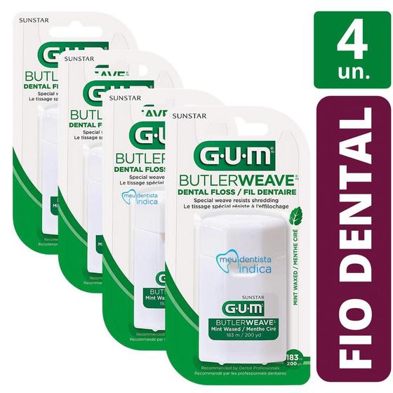 Fio Dental Adulto ButlerWeave GUM 183 mts 4 unidades - Fio Dental ...