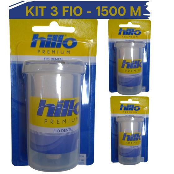 Fio Dental Hillo 1500 Metros Encerado Dentes Mais Limpos Kit 3 Rolinhos ...