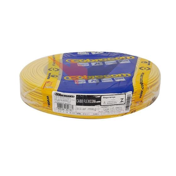 Fio Elétrico 1.5mm Cobrecom Flexível 750V Rolo Com 100 Metros Amarelo ...