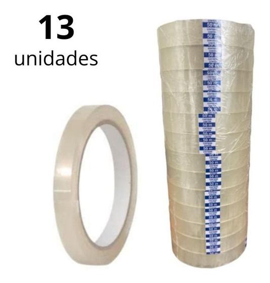Fita Adesiva 18mm Transparente 50 Metros Atacado 13 Rolos - Plastitape ...