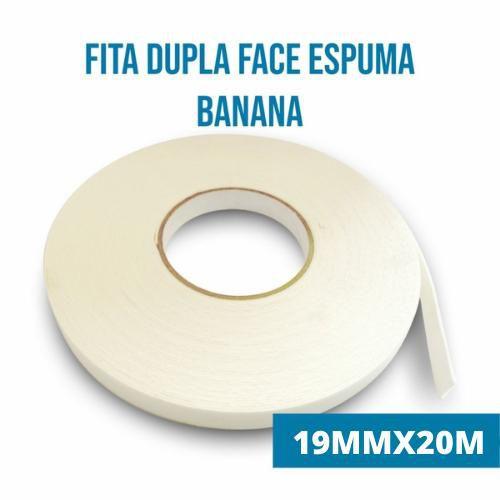 Fita Banana Dupla Face Espuma 19mm X 20 Metros - 2 Rolos Branco ...