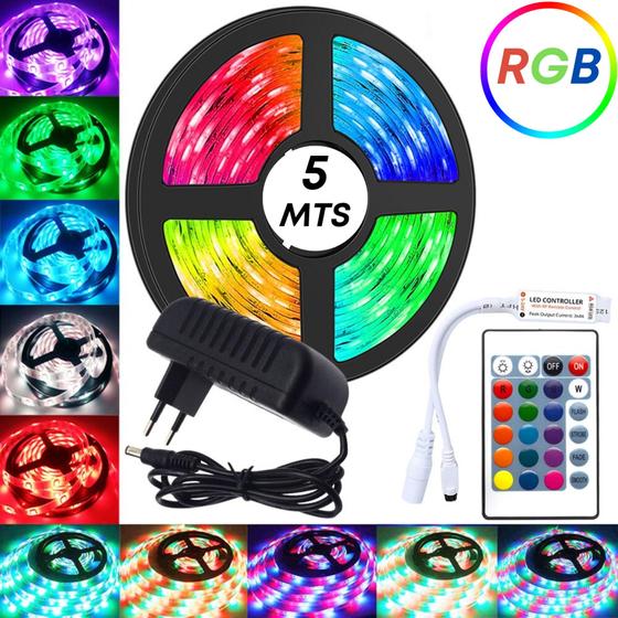 Fita De Led RGB Sequencial Perfil De Led Embutido + Fonte + Controle ...