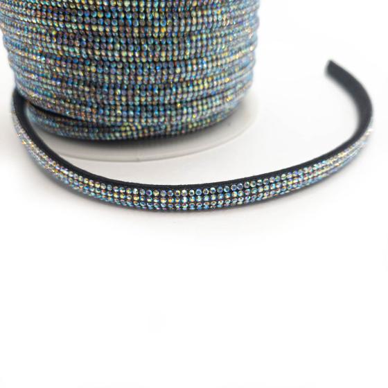 Fita de Strass Acrílico Polyester + Silicone Preta Cristal SS4 AA 1 ...