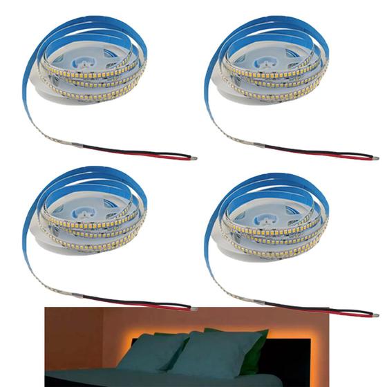Fita Led 3000K 5 Metros 16W 240 Leds Kit 4 Unidades Quarto Sala Casa ...