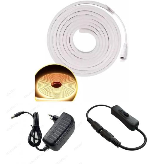 Fita Led Neon 5m Branca Quente Com Fonte 3A 12V e Interruptor P4 - MAXBOM - Fita de LED ...