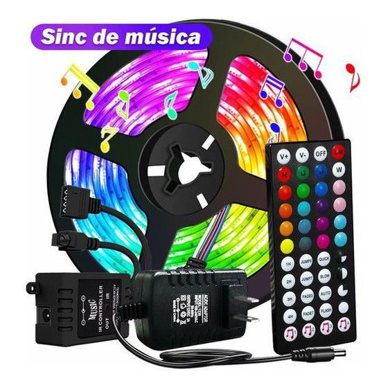 Fita Led Rgb 5050 Usb 5 Metros Pc Tv Wifi Bluetooth Musical Fita de led ...