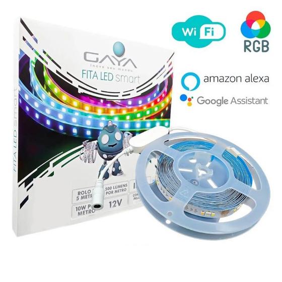 Fita LED RGB Smart Casa Inteligente 5W/M Dimerizável WiFi Alexa - 2 ...
