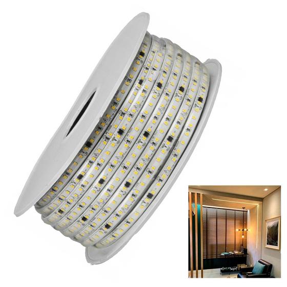 Fita LED SMD 3000K 100 Metros 127V Fita Dupla Face Plug Conector Perfil ...