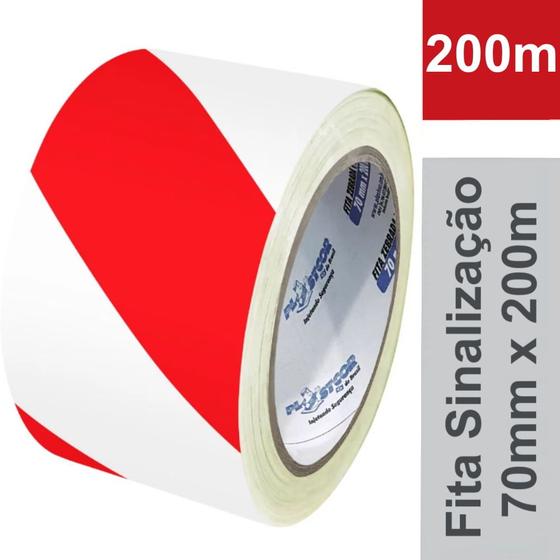 Fita Plástica Zebrada para Sinalização Vermelha e Branca 200m ...