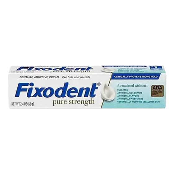 Fixodent Pure Strength Creme Adesivo Para Dentadura - 68G - Fixador de ...