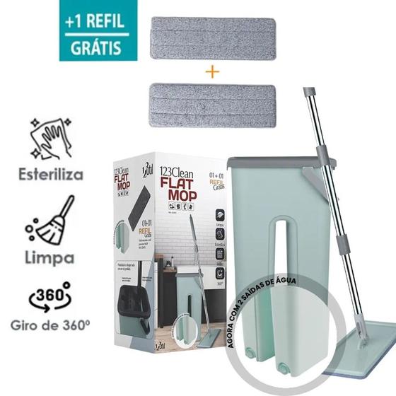Flat Mop Vertical Rodo Esfregão Mágico Multiuso Lava e Seca Com Refil e ...