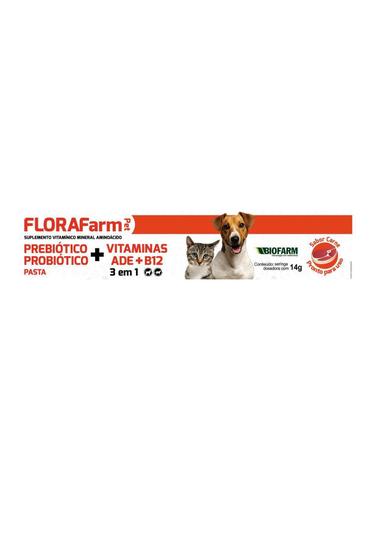 Florafarm 3Em1 Probióticos Prebióticos Vitaminas Cães/Gatos - Biofarm ...