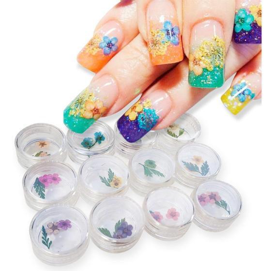 Flores Secas Para Decoração De Unhas Encapsulamento Gel Kit Com 12