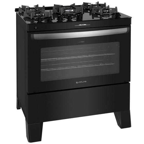 Fogão Atlas 5 Bocas Acendimento Automático Agile Up Glass - Fogão 5 ...