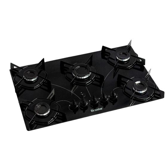 Fogão Cooktop a Gás Braslar Pop 5 Bocas Preto Bivolt - Cooktop 5 Bocas ...