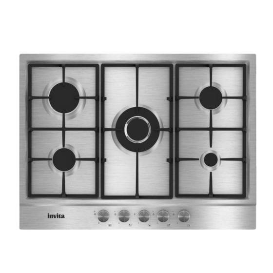 Fogão Cooktop a Gás Invita 5 Bocas Dual Flame Defendi 70cm Inox Bivolt ...