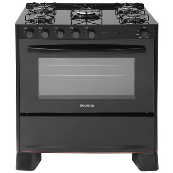 Fogão de Piso Suggar Cook Glass 5Q Mesa Vidro Preto Bivolt FGVCG510PT - Fogão 5 Bocas - Magazine ...