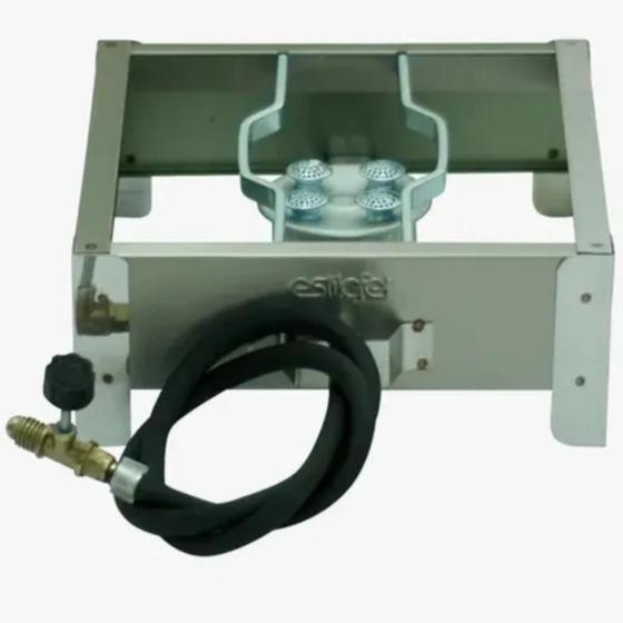 Fogão Fogareiro Inox Uma Boca Alta Pressão Portátil Completo Com Kit ...