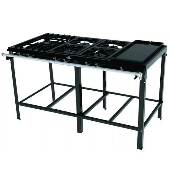 Fogão Industrial 4 Queimadores Simples 1 Queimador Duplo com Chapa PMS ...