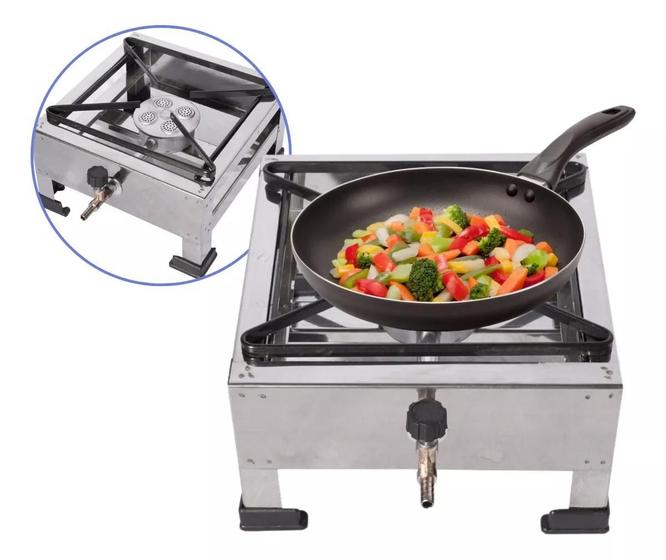 Fogareiro Camping Fogão 1 Boca Gás Glp Industrial 20x20 Inox Alta ...